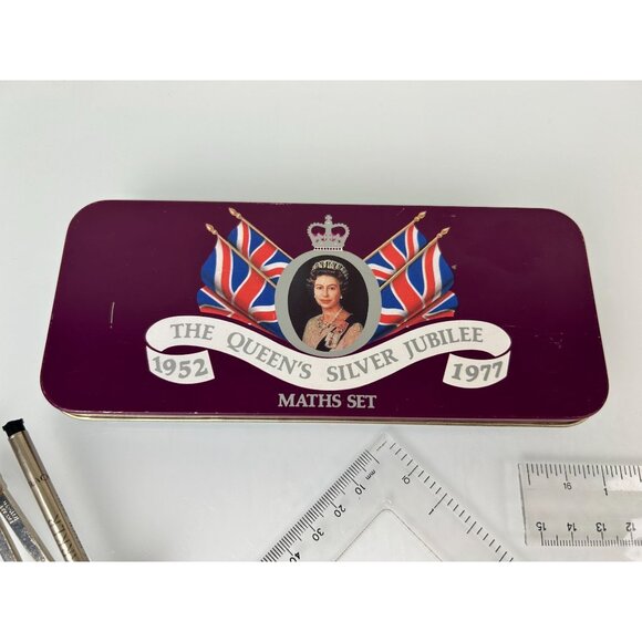 Helix | Office | 977 Queen Elizabeths Silver Jubilee Math Set Tin ...